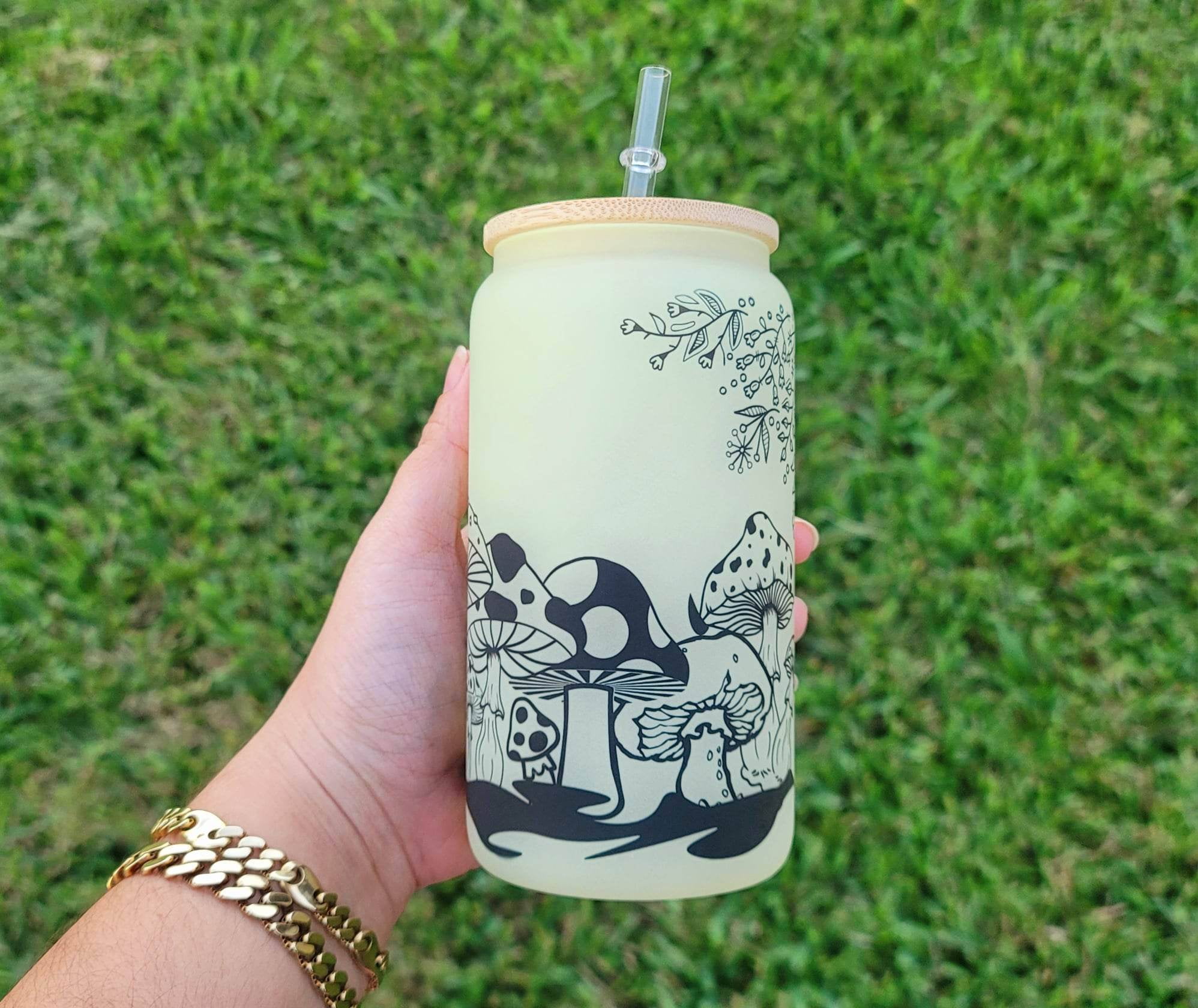 Color Changing Mushroom Beer Can Glass | Boho Mushroom Coffee Glass ...