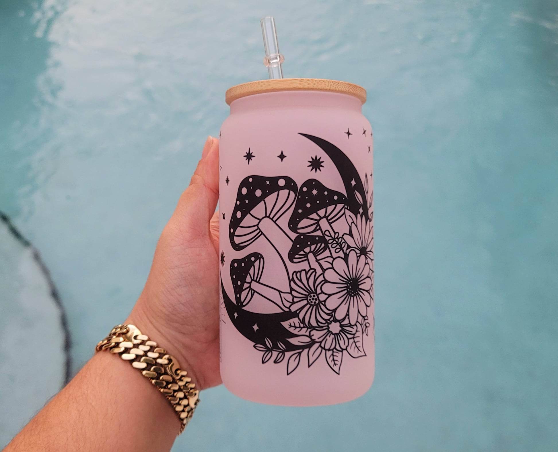 Color Changing Mushroom Beer Can Glass | Boho Mushroom Coffee Glass ...