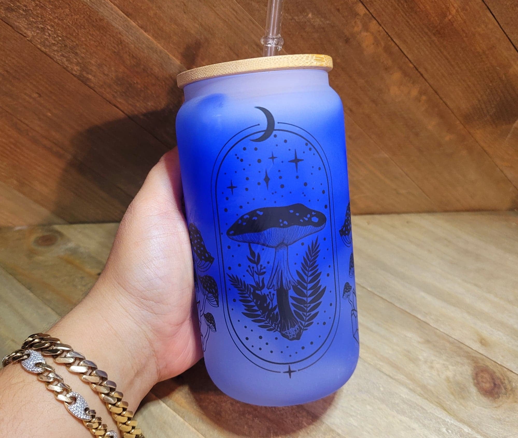 Color Changing Mushroom Beer Can Glass | Boho Mushroom Coffee Glass ...