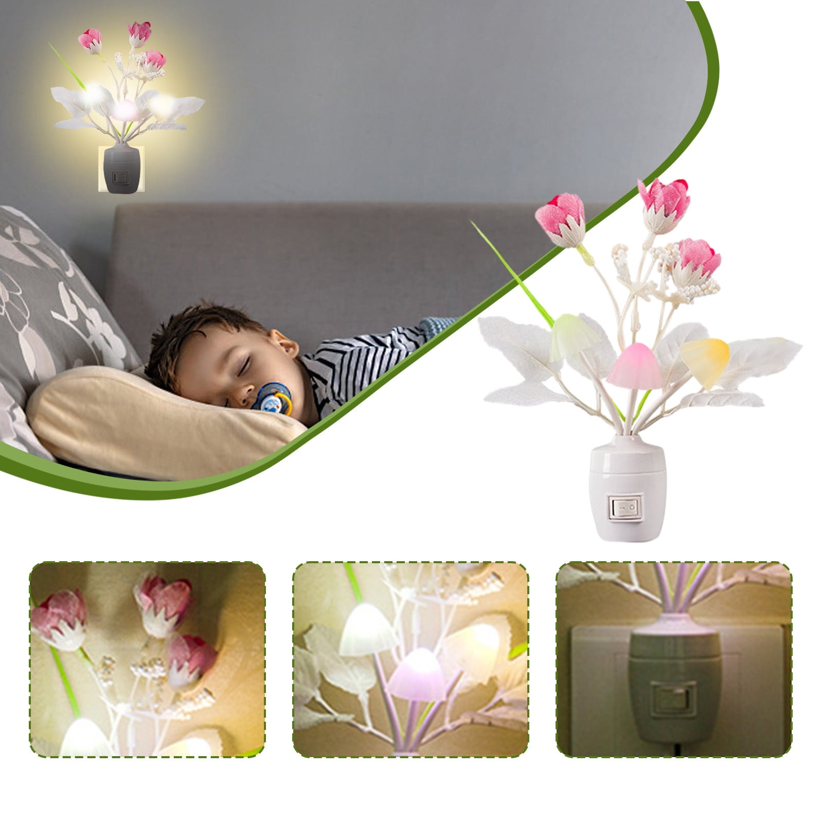 Color Changing Night Light,Plug In LED Flower Light,Mood Lighting,Decorative Night Lamp for Kids ...