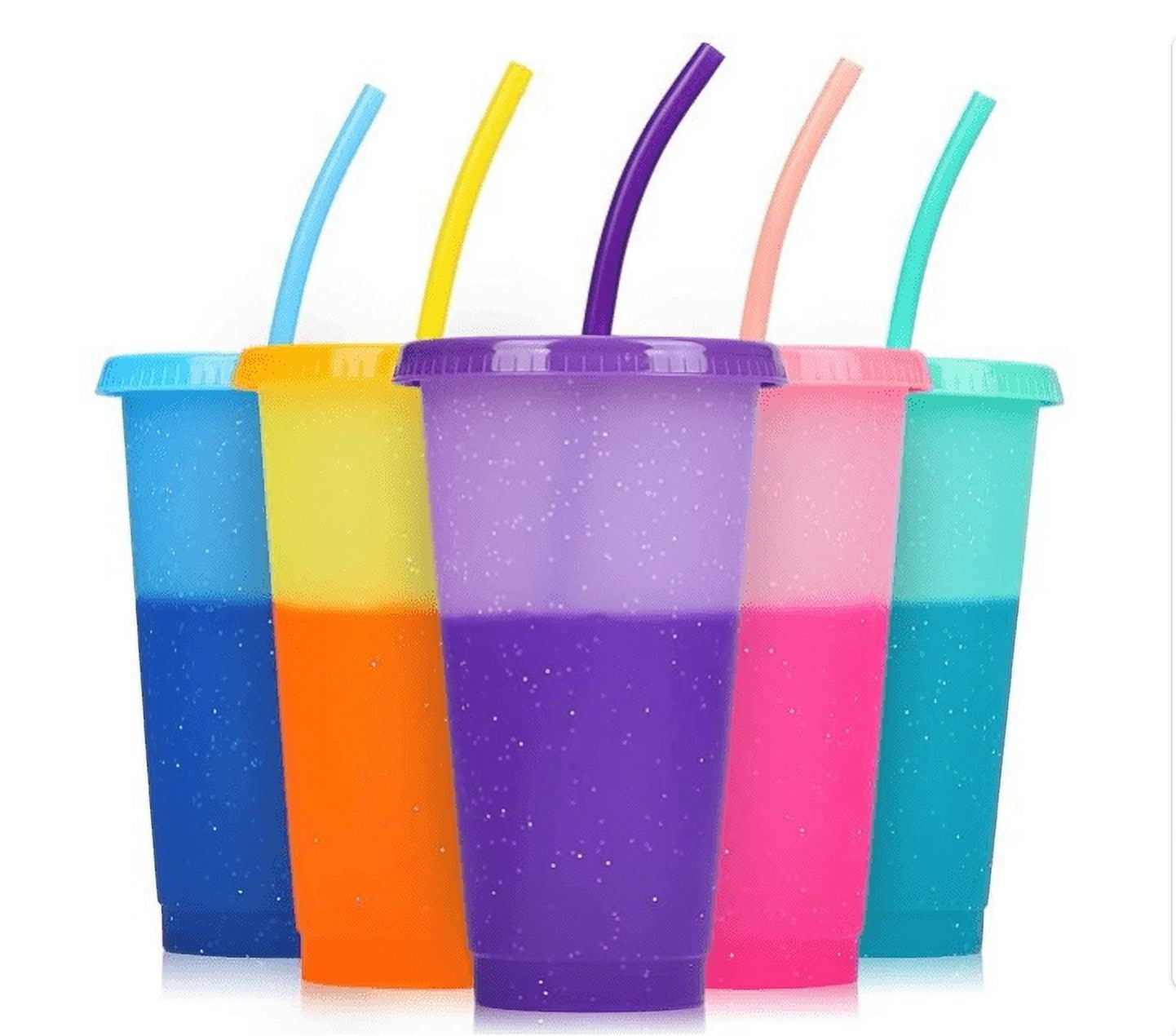 Color Changing Plastic Cups Tumblers with Lids and Straws 5 Pack 24oz ...