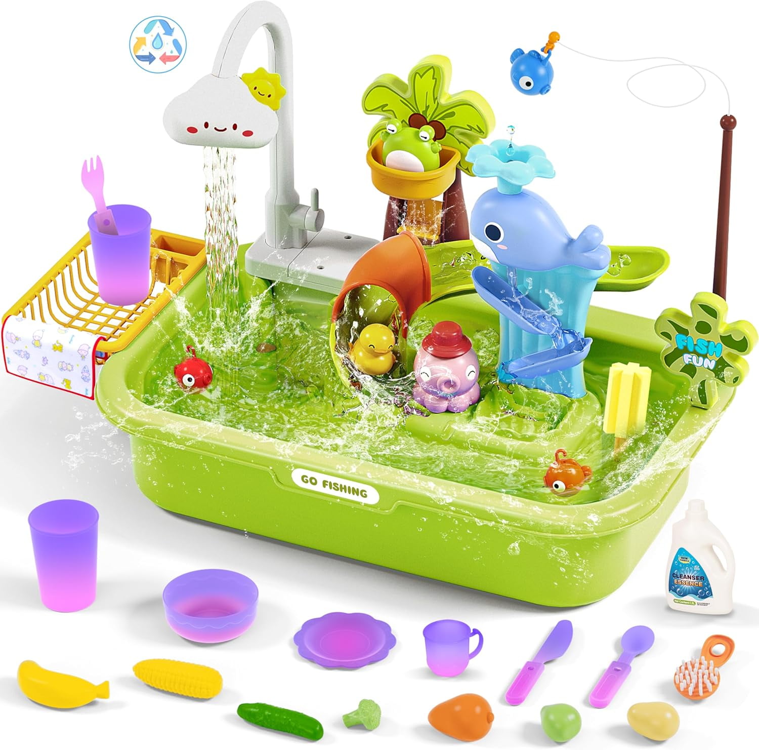 Color Changing Play Kitchen Sink Toy for Kids, Play Sink with Upgraded ...