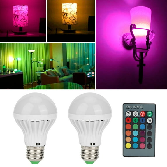 Color,Changing RGB Bulb, E27 Base, Remote Control, Dimmable, 3W, 85 ...