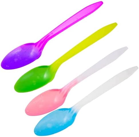 Color Changing Reusable Spoons, Pack of 25, Assorted Colors, BPA Free ...