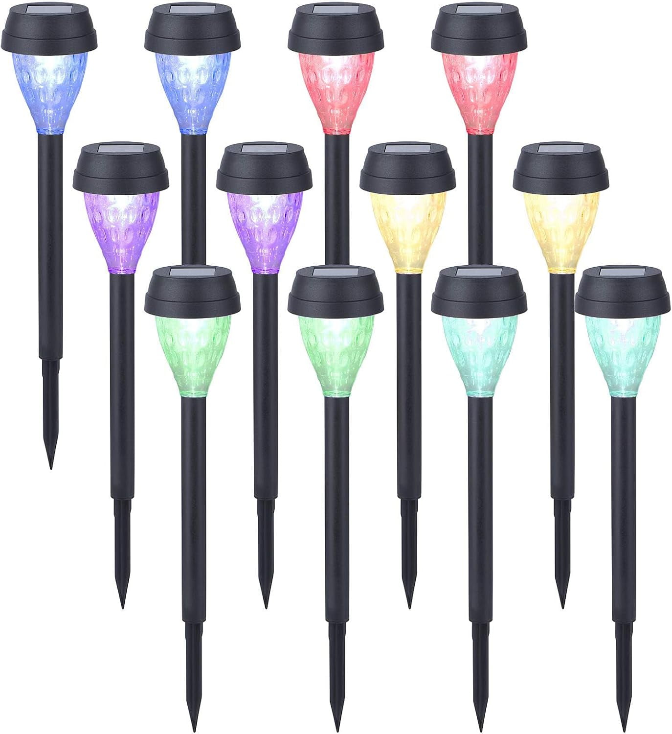 Color Changing Solar Pathway Lights, 12 Pack Outdoor Waterproof Garden ...