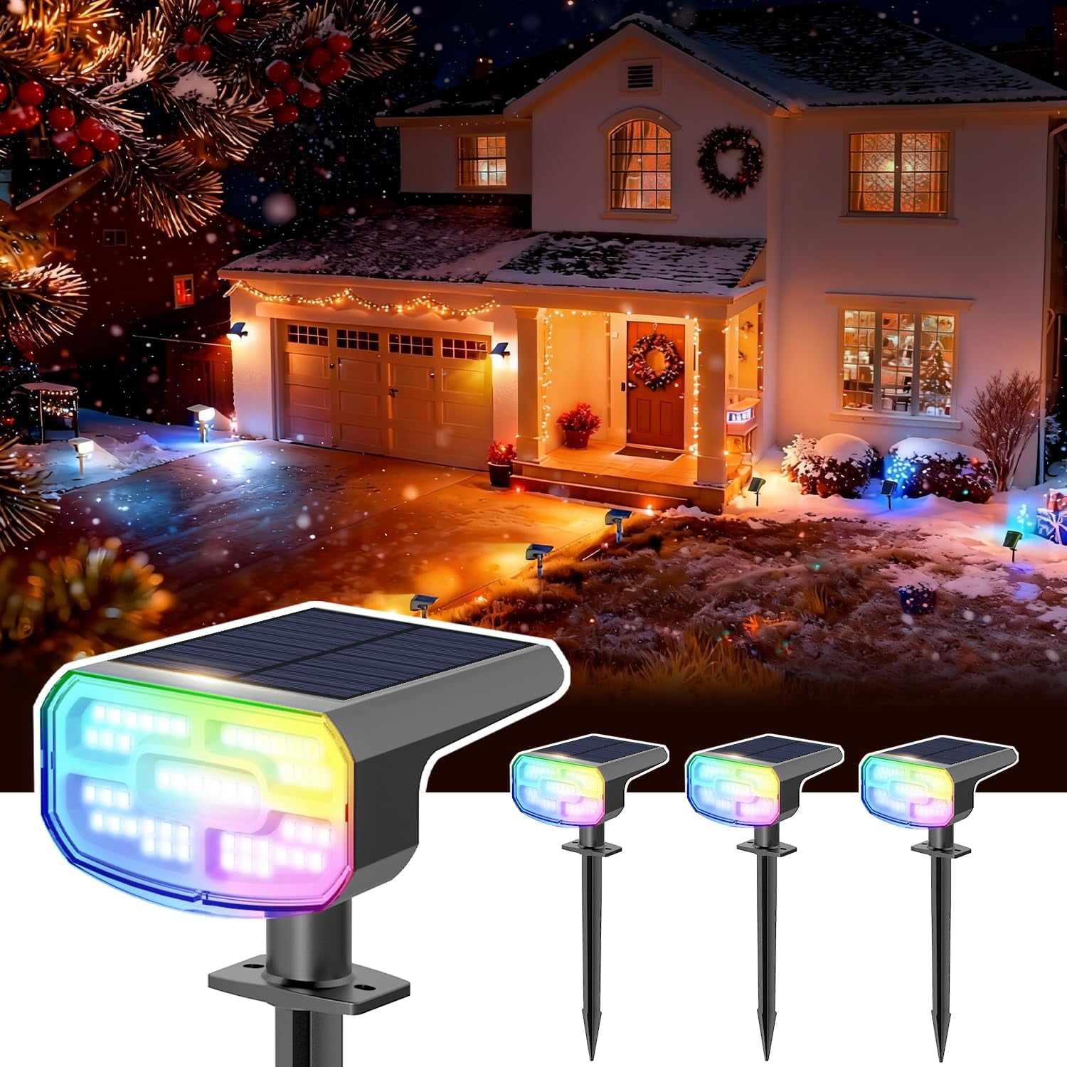 Color Changing Solar Spot Lights 9 Lighting Modes, Outdoor IP65 ...
