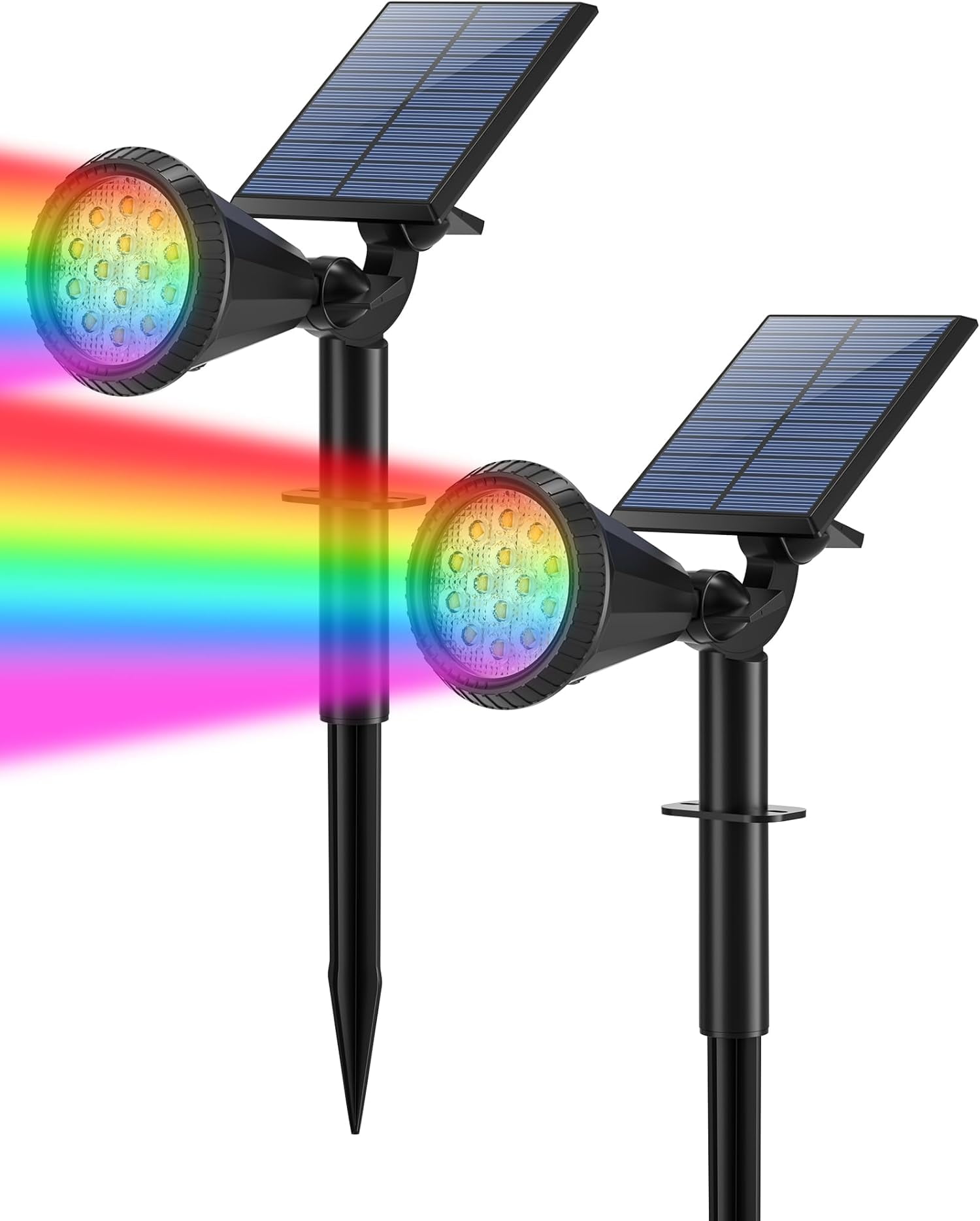 Color Changing Solar Spot Lights Outdoor 180? Adjustable Colored RGB ...