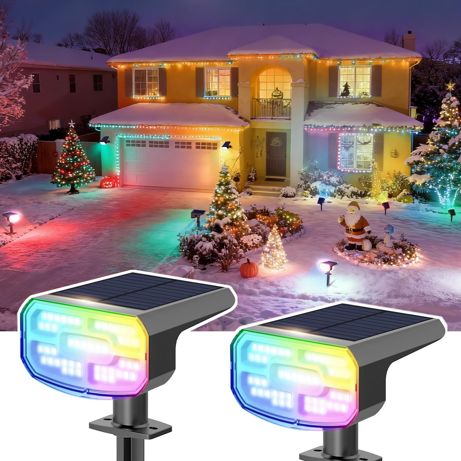 Color Changing Solar Spot Lights Outdoor IP65,9 Lighting Modes ...
