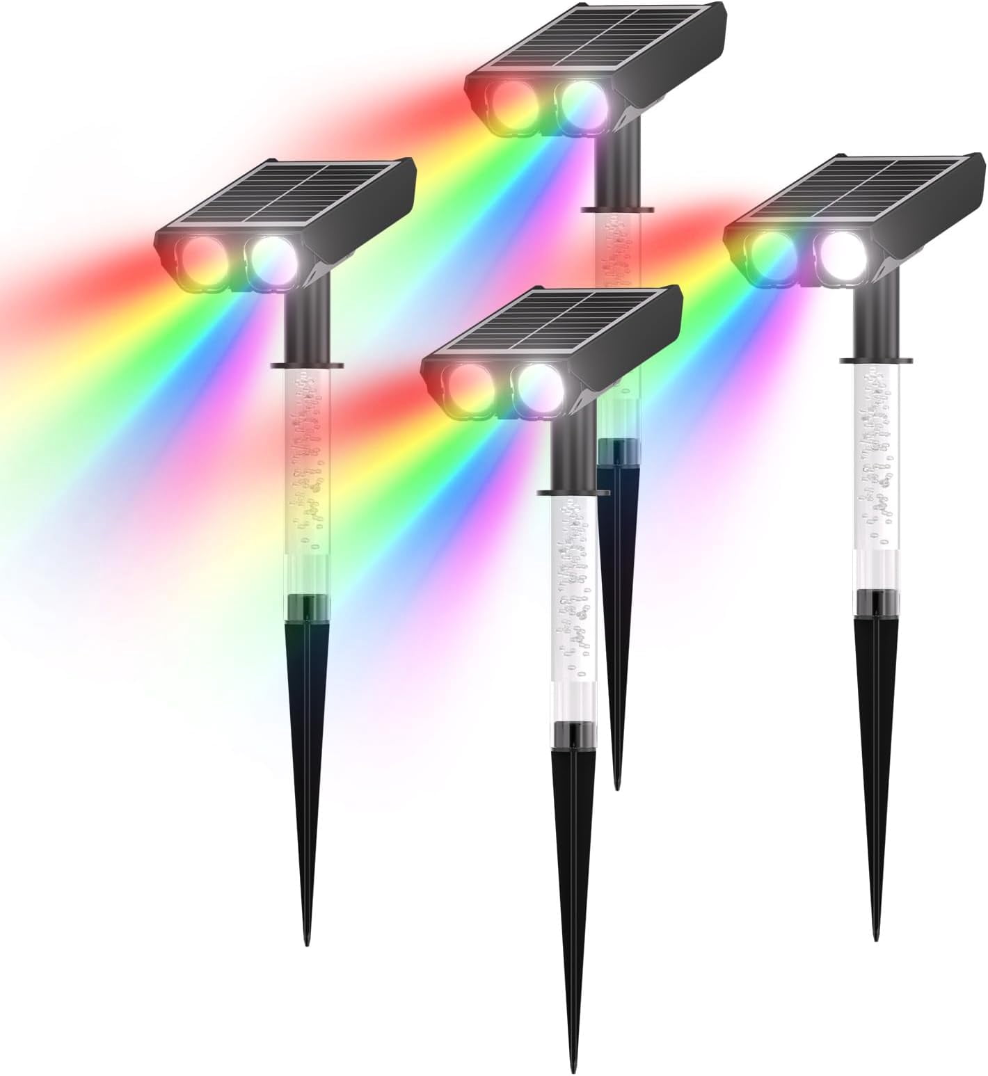 Color Changing Solar Spot Lights Outdoor with PC Light Guide Column, 8 ...