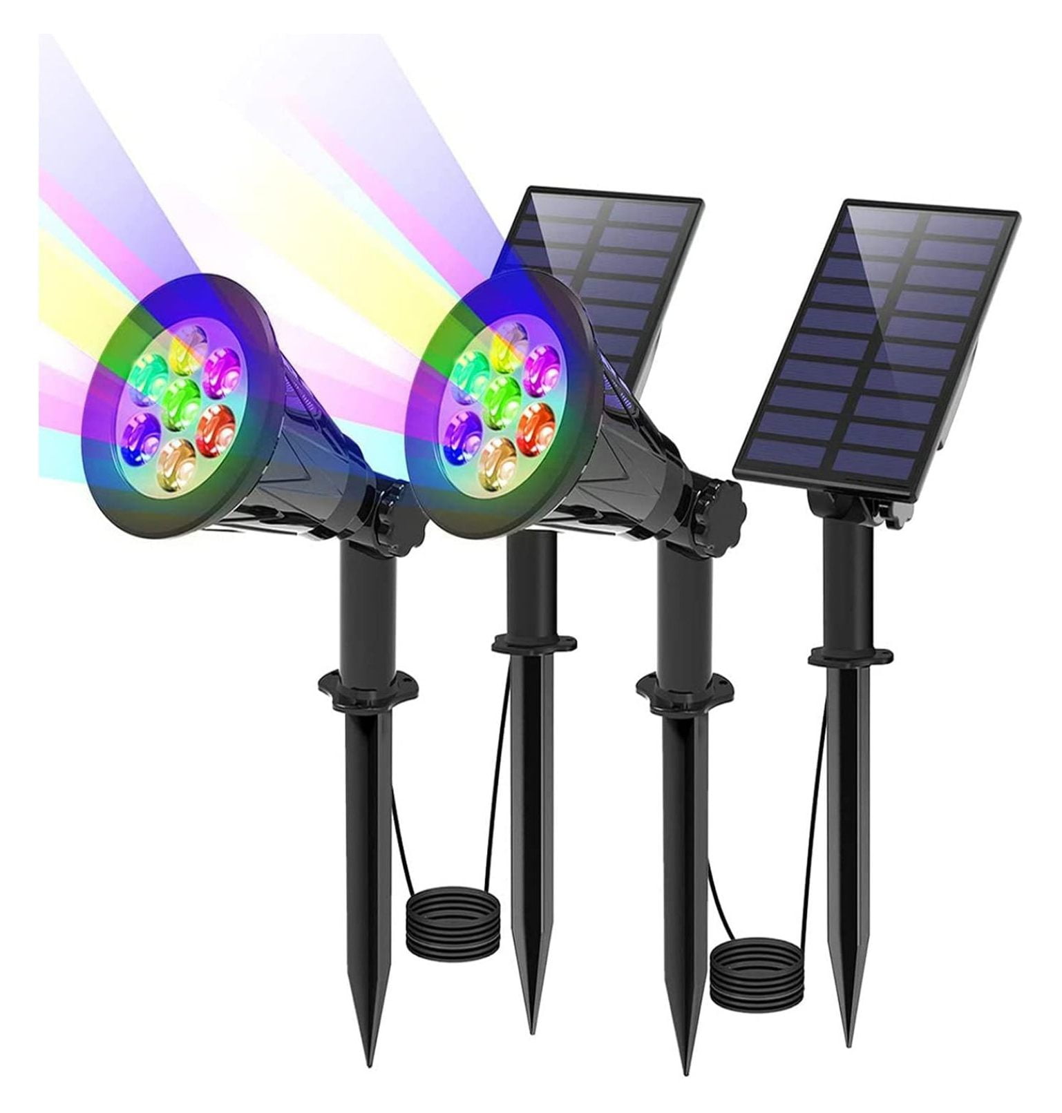 Color Changing Solar Spotlights, 7 LED Seperate Solar Landscape ...