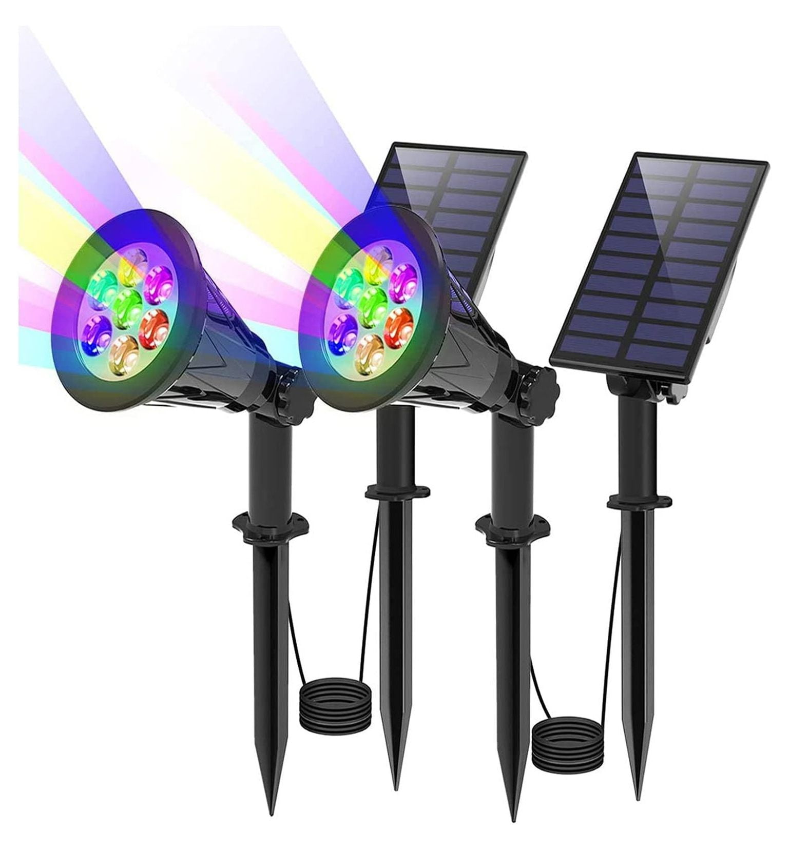 Color Changing Solar Spotlights, 7 LED Seperate Solar Landscape ...