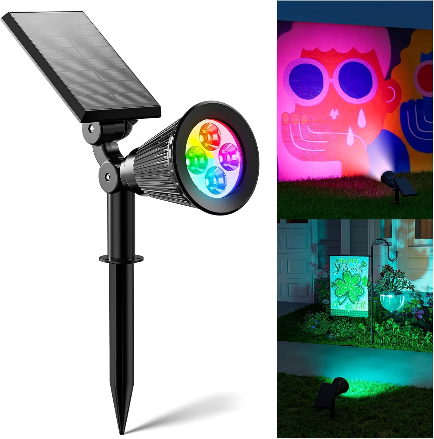 Color Changing Solar Spotlights Outdoor for Tree, Flower, Plant, Statue ...