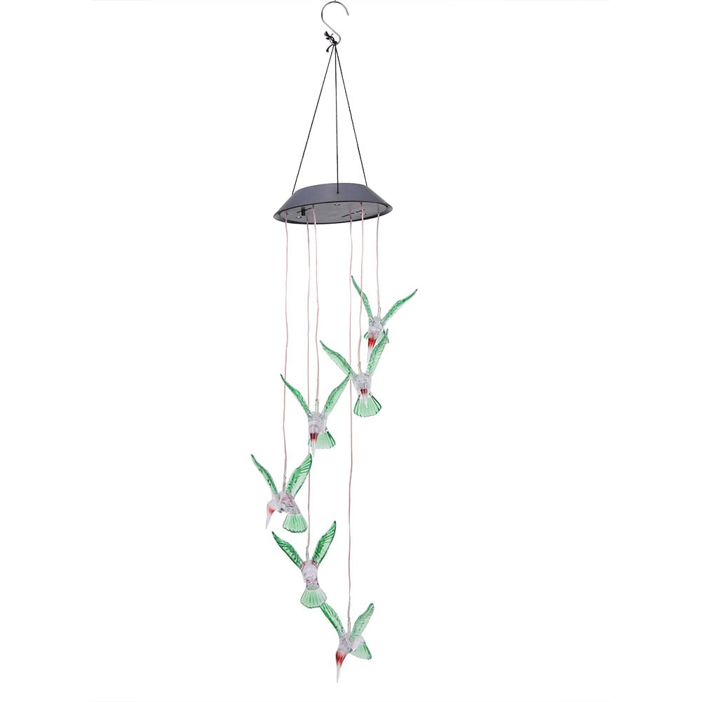 Color-Changing Solar Wind Chime with LED Lantern & Bird Design ...