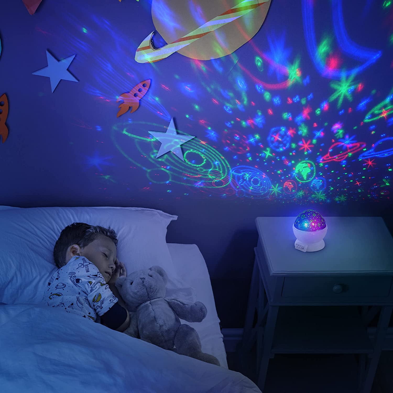 Color Changing Space Projector Night Light with 4 Interchangeable ...