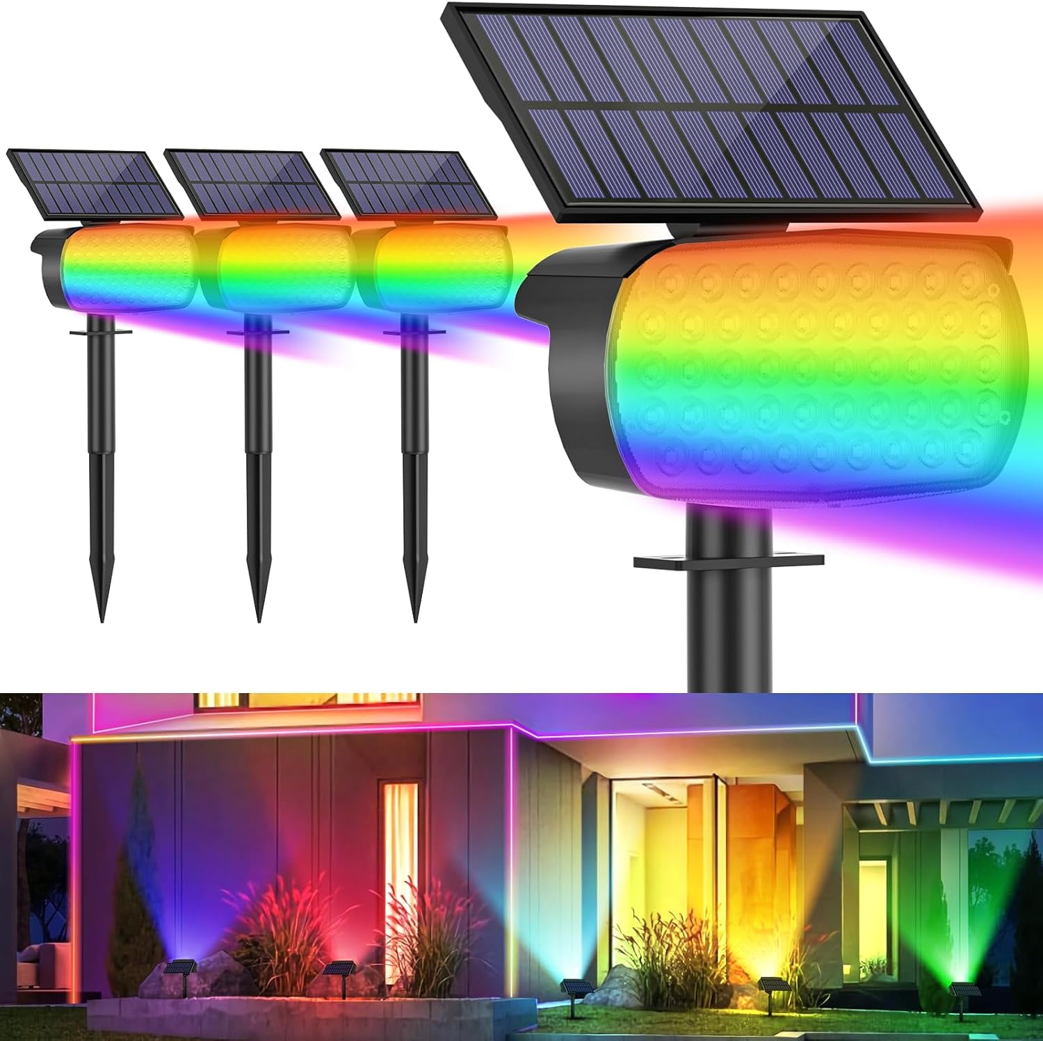 Color Changing Spot Lights Outdoor, Multicolor Landscape Spotlights ...