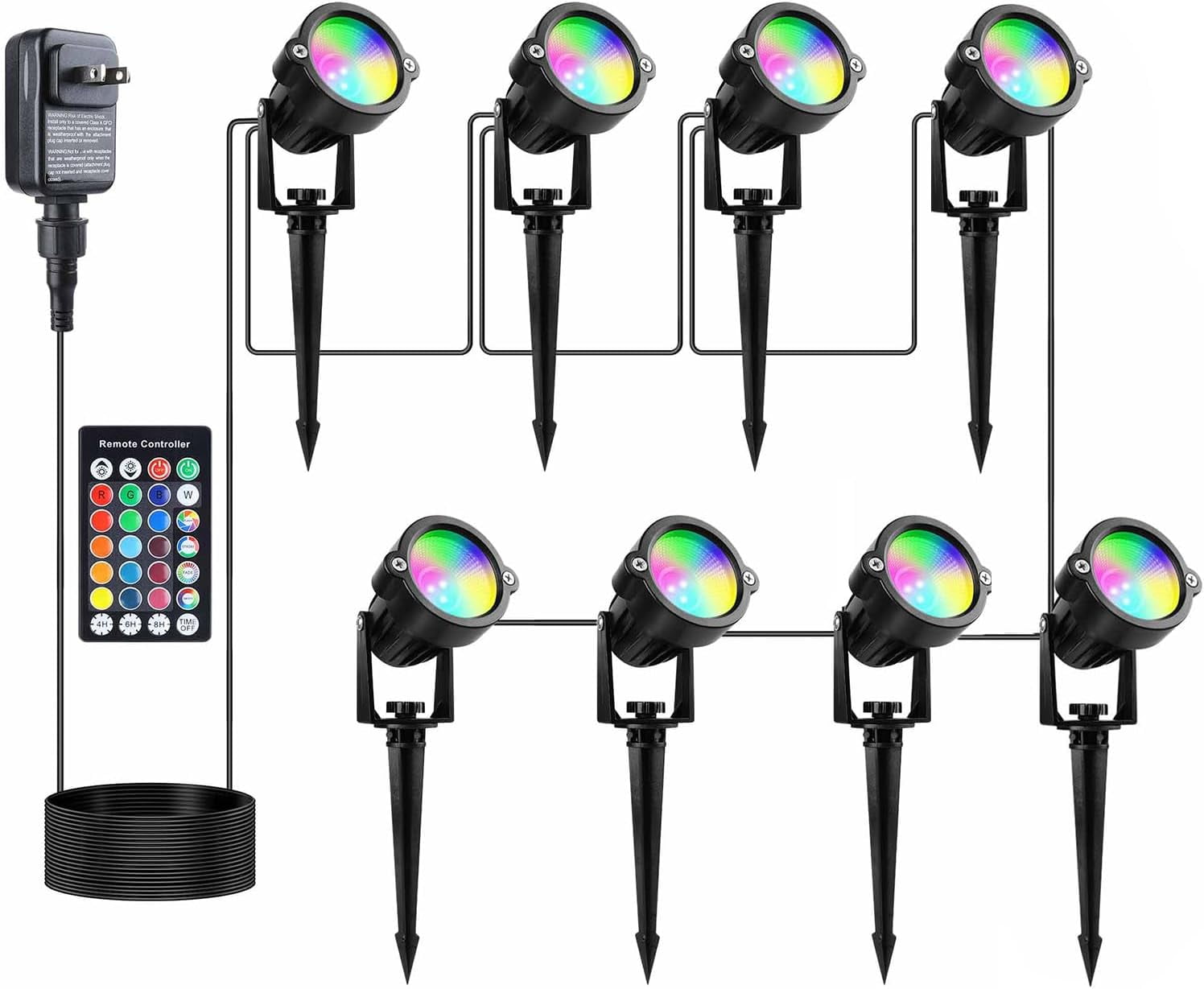 Color Changing Spotlights, Yard Spot Lights Outdoor Timer IP65 RGBW ...