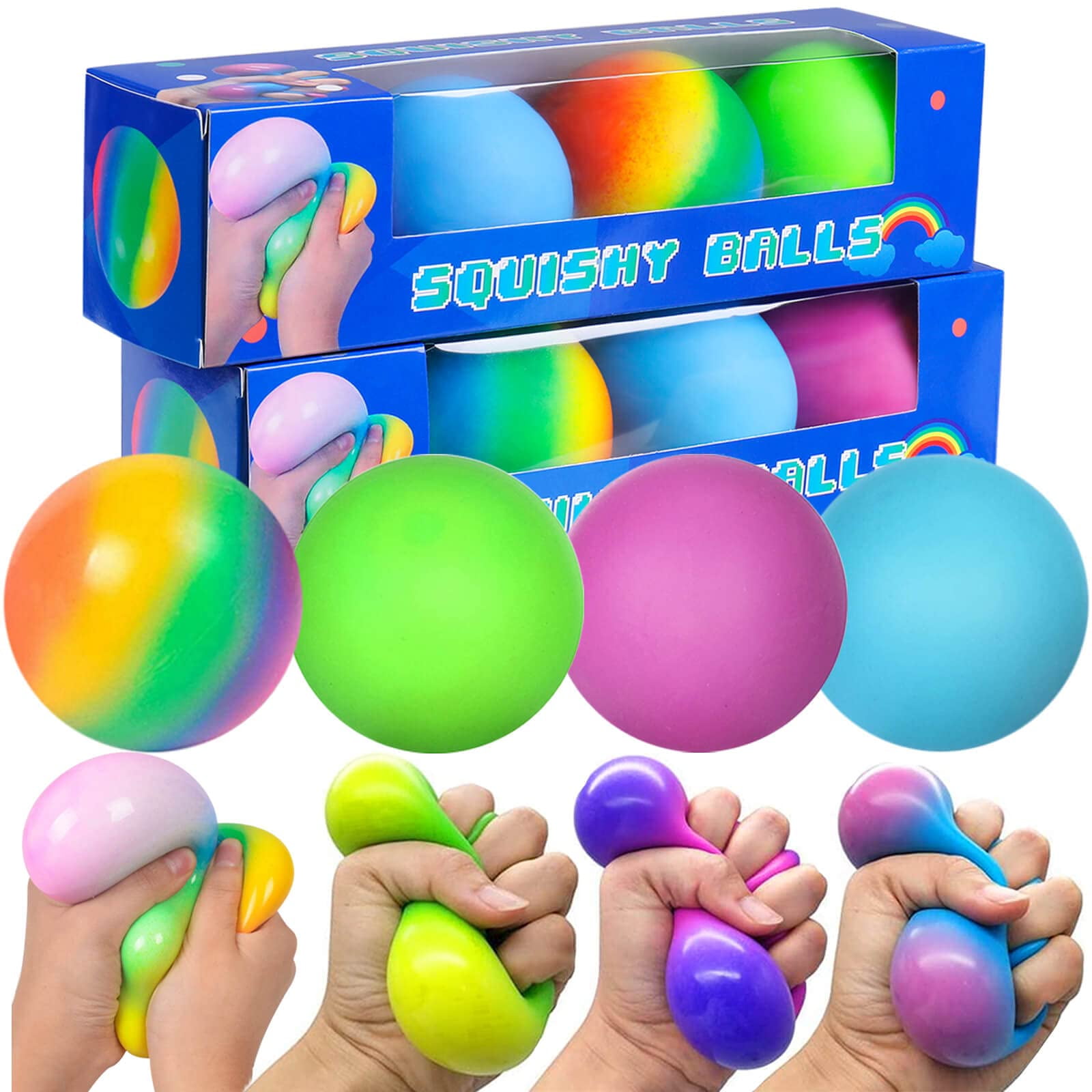 Color Changing Stress Balls for Kids - 4 Pack Squishy Stress Balls Fidget Toys Stress Balls Bulk ...