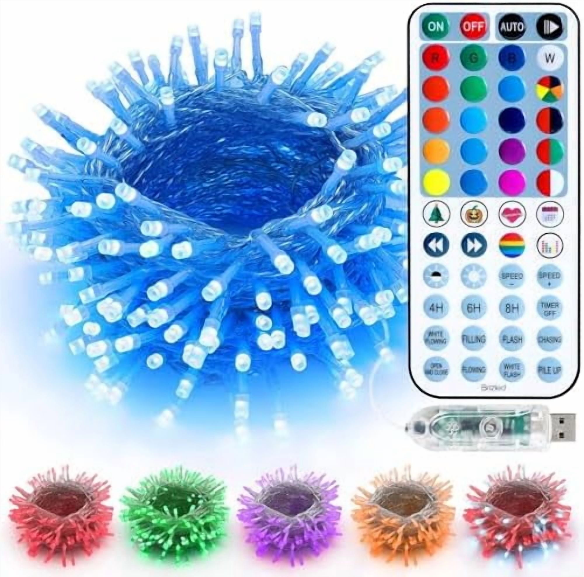Color Changing String Lights, 33ft 100 LED Red Mini Lights with Remote ...