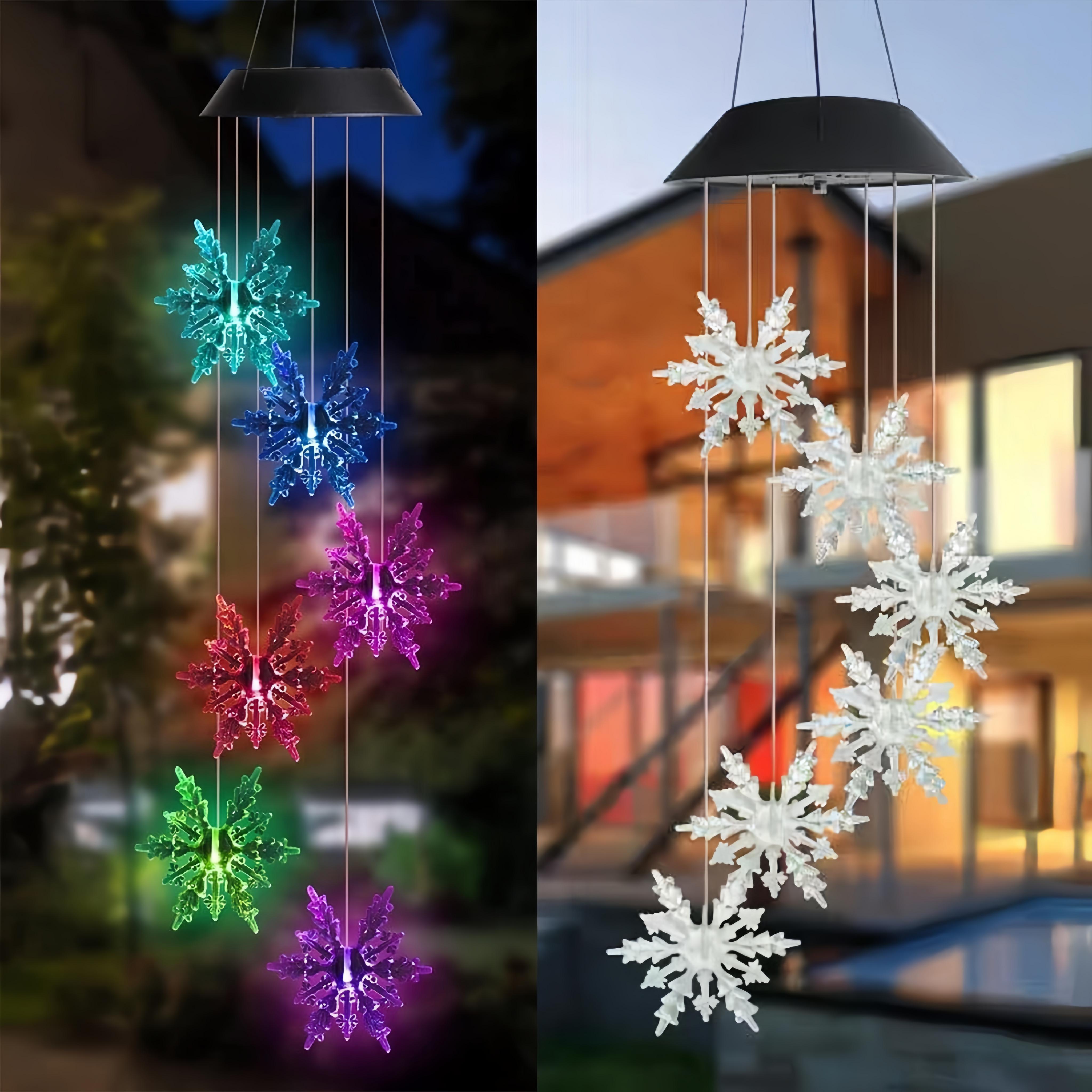 Color Changing Wind Chime Crystal Snowflake LED Wind Chime Wind Mobile ...