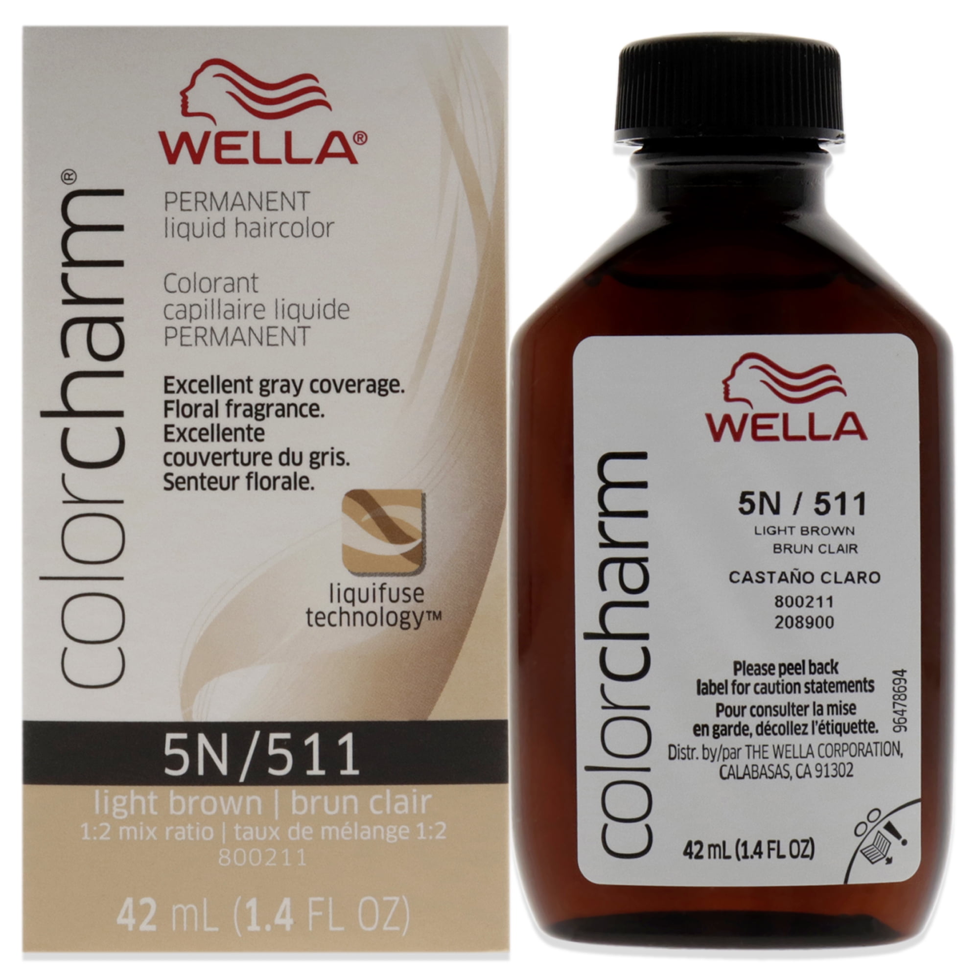 Color Charm Permanent Liquid Hair Color - 511 5N Light Brown by Wella ...