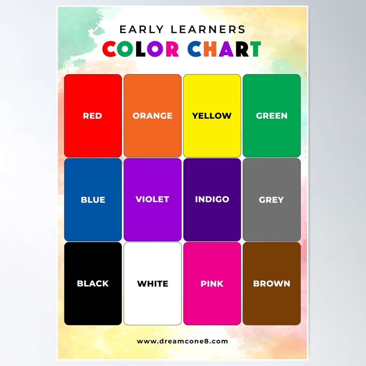 Color Chart For Early Learners Poster Wall Art, Modern Wall Decor For ...