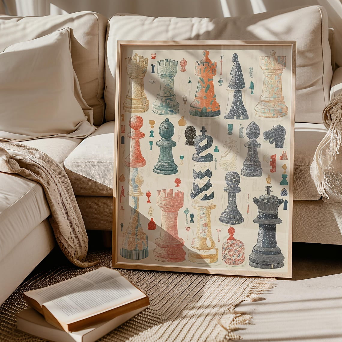 Color Chessboard, Chess Player Gift, Surreal Art Print, Dreamlike Conceptual Poster, Mystical ...