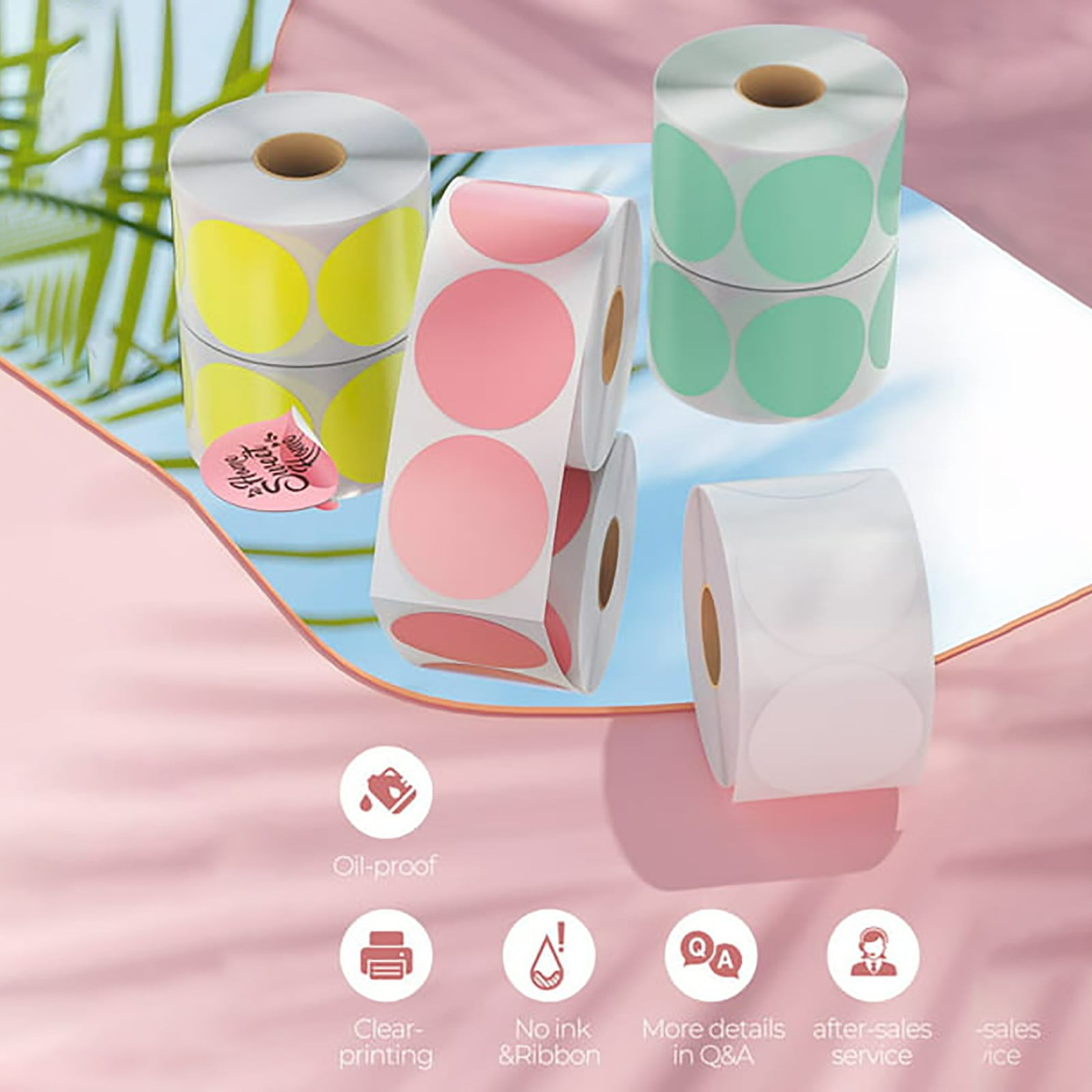 Color Circle Thermal Sticker Label Self Adhesive Round Direct Thermal ...