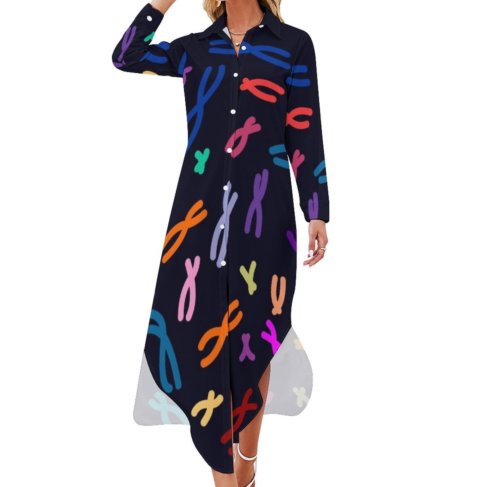Color Coded DNA Long Sleeved Shirt Dress dress for woman women's ...