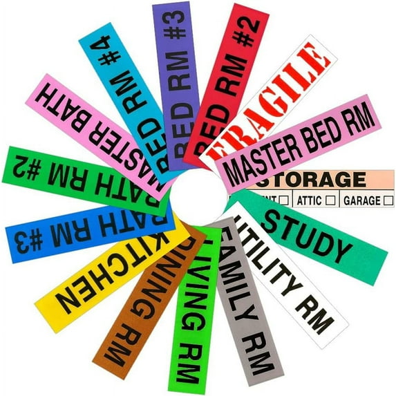 Color Coded Home Moving Box Labels, 800 Count 4 Bedroom House Pack ...