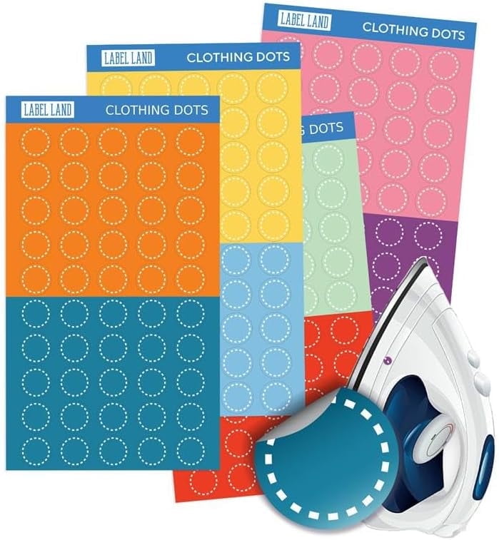 Label Land Iron On and Stick On Color Coded Clothing Label Dots Bundle ...