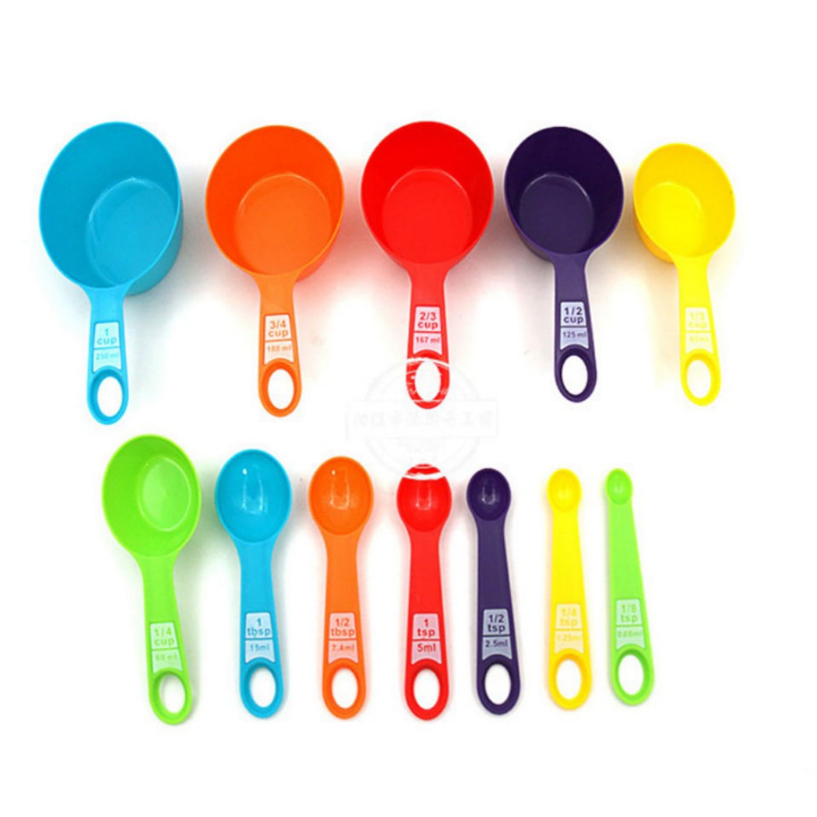 Color-Coded Measuring Cups And Spoons Set, Clear Scale For Accurate ...