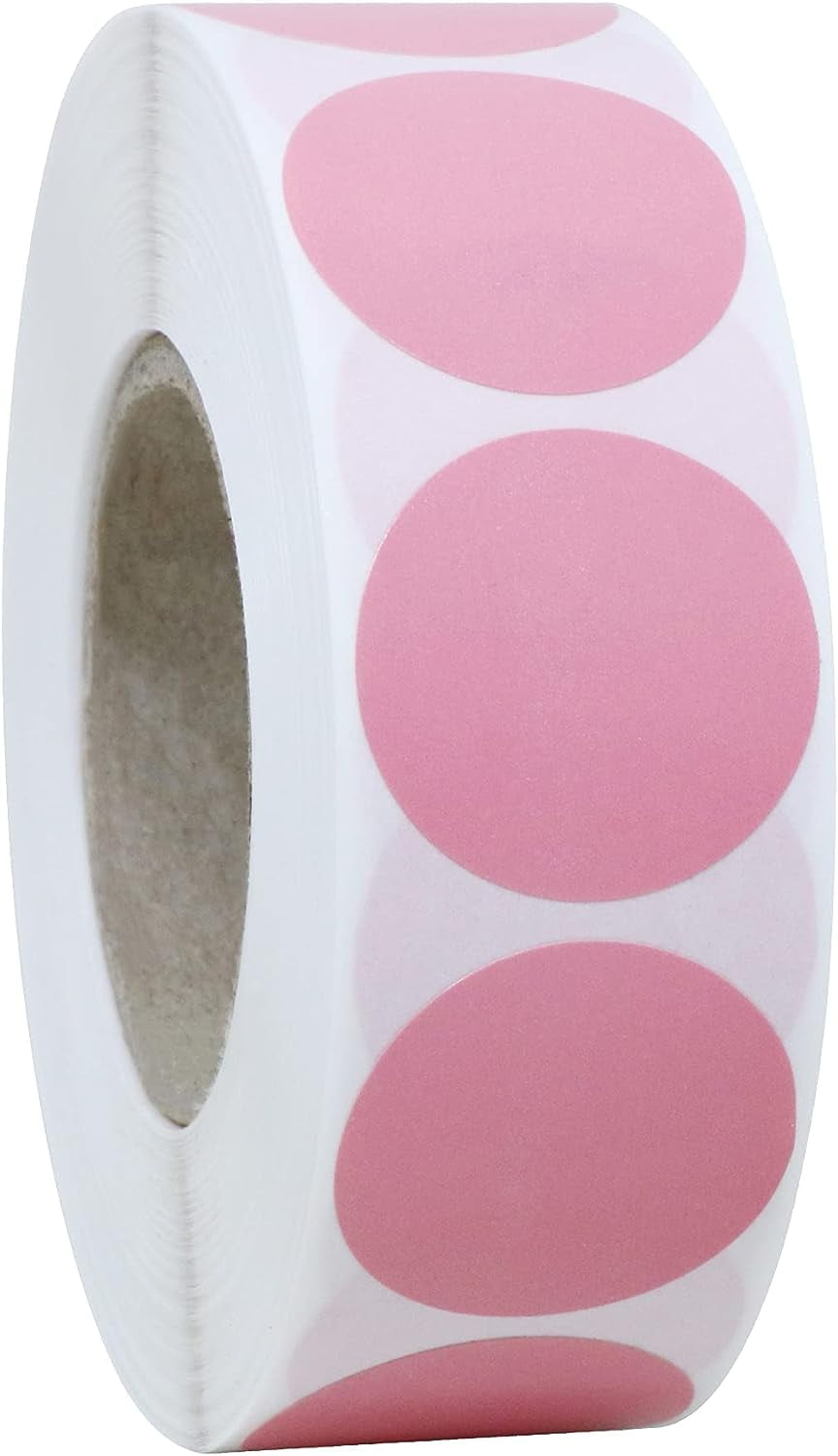 Color Coding Dot Labels 1 Inch Round Natural Paper Pink Stickers ...
