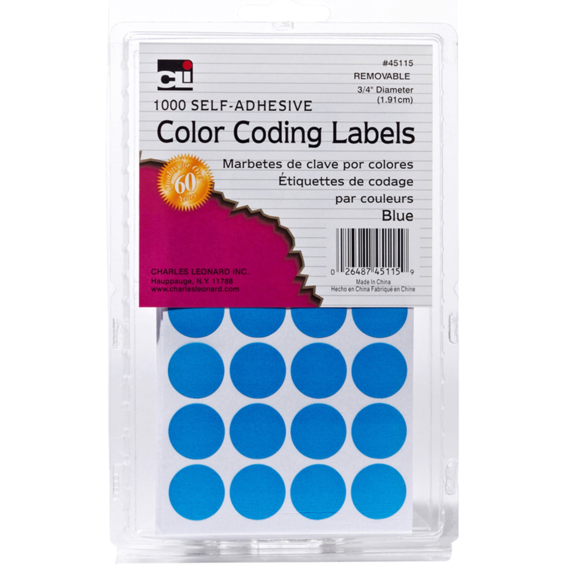 Color Coding Dots, Self-Adhesive Labels, 0.75 Inch Diameter, Blue, Box ...