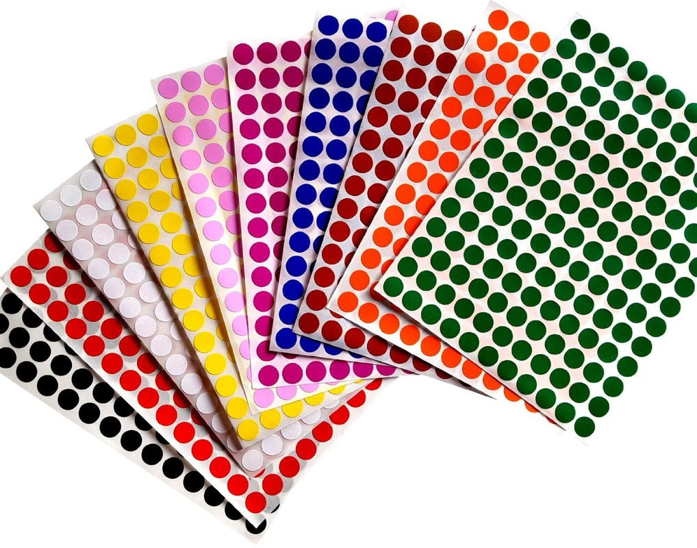 Color Coding Labels 3/8" (0.375) inch 10 mm Round Dot Stickers in 10 ...