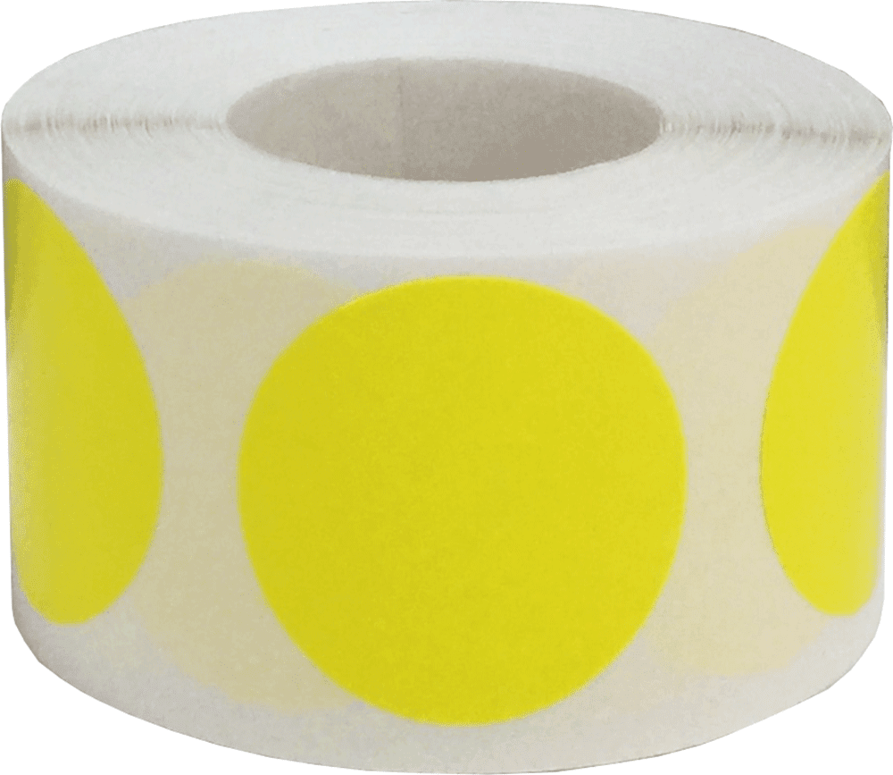 Color Coding Labels Hot Yellow Round Circle Dots 1 1/4 Inch 500 Total ...