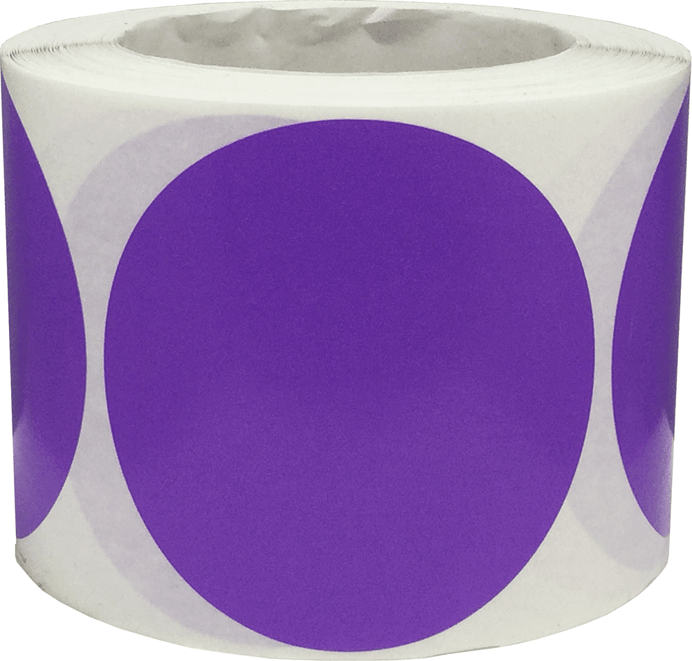 Color Coding Labels Purple Round Circle Dots 3 1/2 Inch 500 Total ...