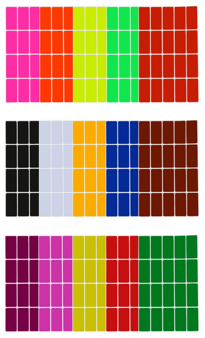 Color Coding Labels Rectangle Fluorescent Neon 1.57 inch x 0.75 inch ...