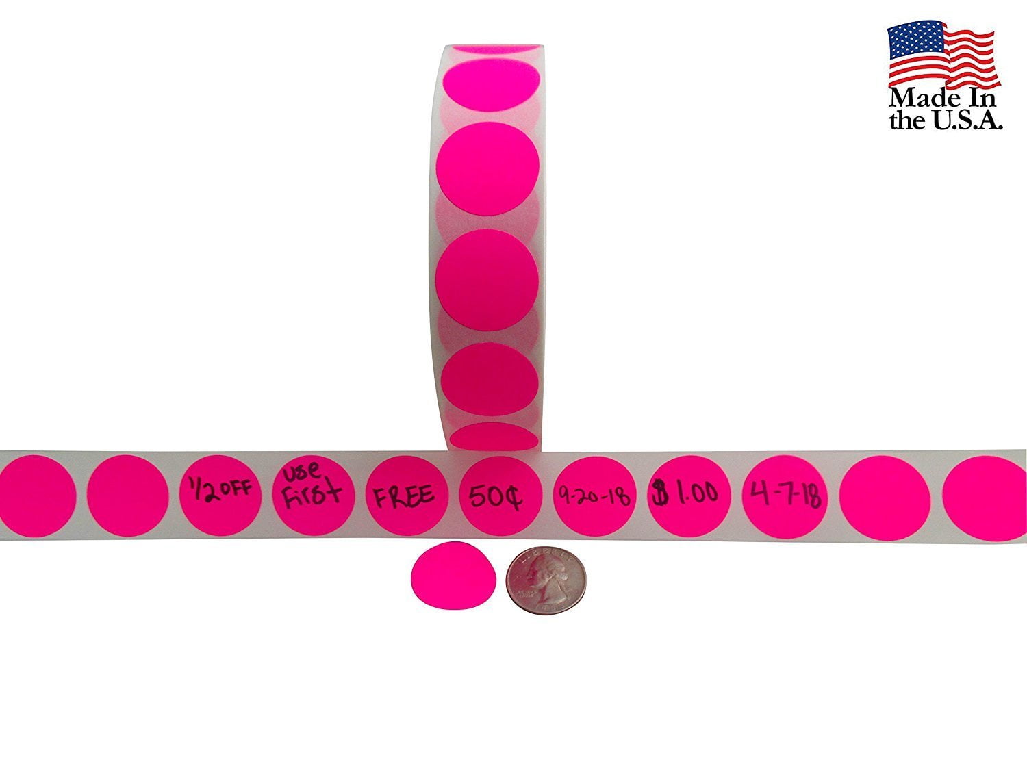 Color Coding Labels + Water Resistant Seals Super Bright Pink Round ...