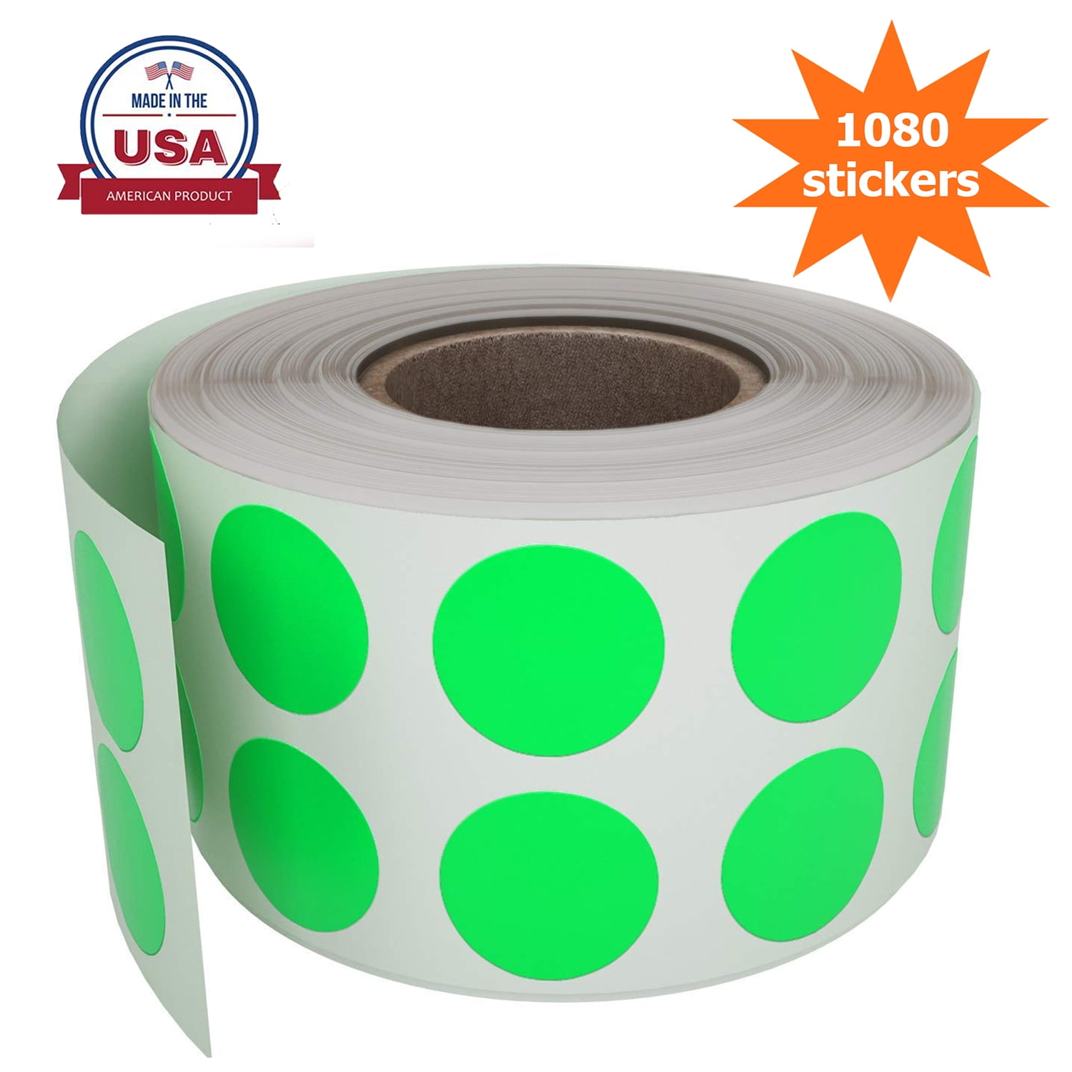 Royal Green Neon Green Round Stickers, 0.50 Inch Dot Labels, Writable ...