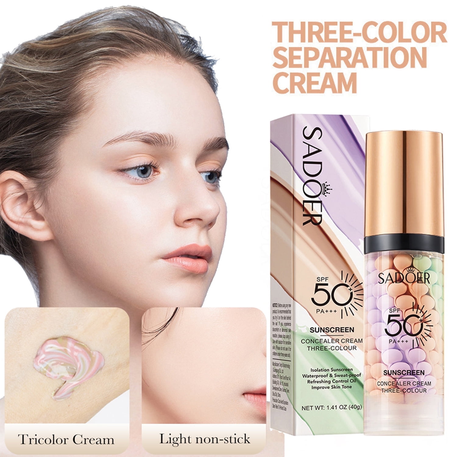 3 Color Primer for Face Before Makeup,Sunscreen Isolation Cream, SPF 50 ...