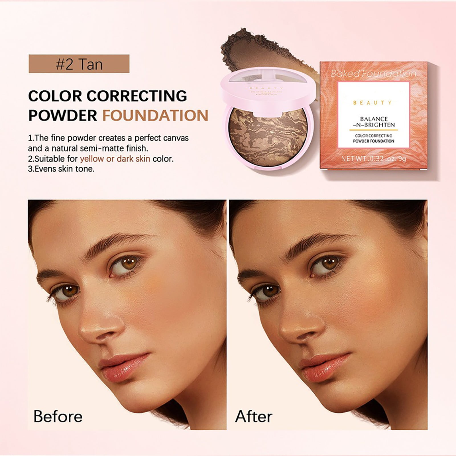 Color Correcting Powder Foundation Buildable Light To Medium Coverage ...