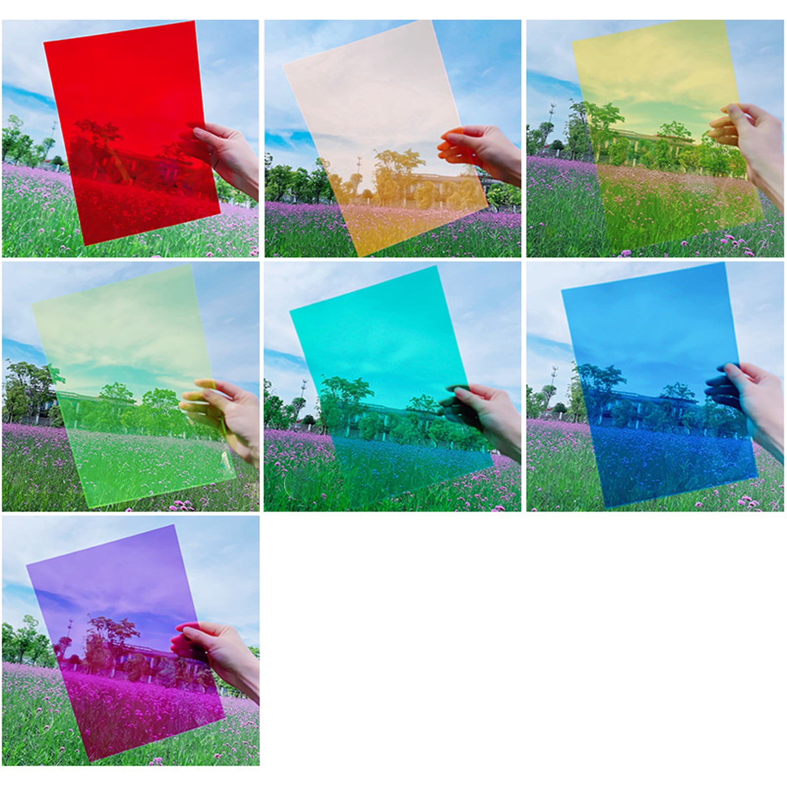 Color Correction Light Gel, Film Filter Sheets, 7 Colors, 11.7x8.3 ...
