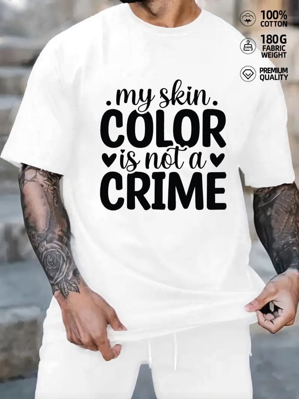 Color is Not a Crime men funny humor white 180G 100% Cotton husband ...
