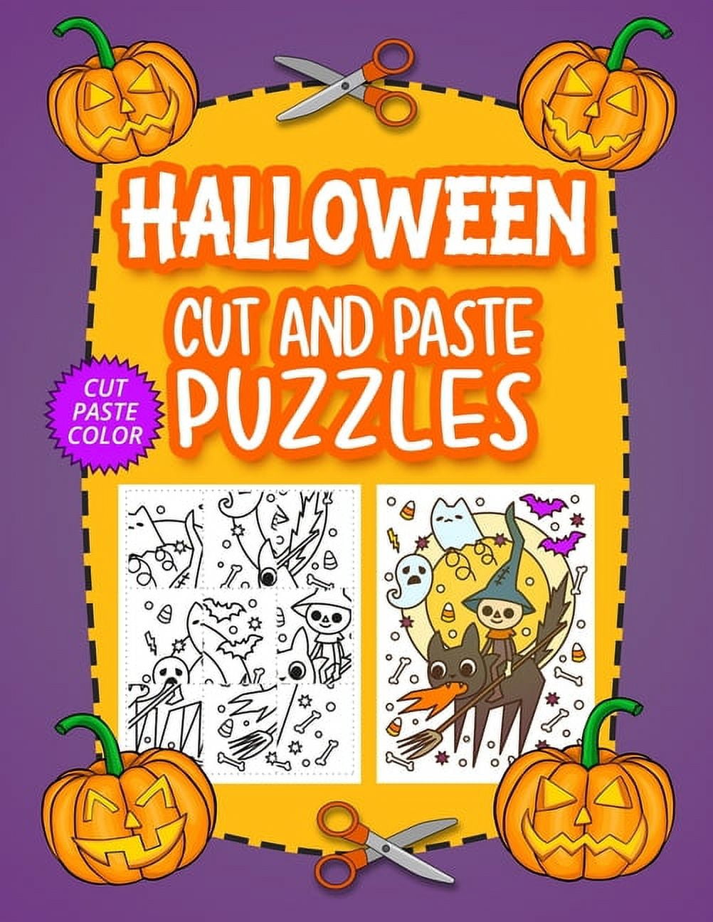 Halloween Cut And Paste Puzzles: Cut And Color Scissor Skills Workbook ...