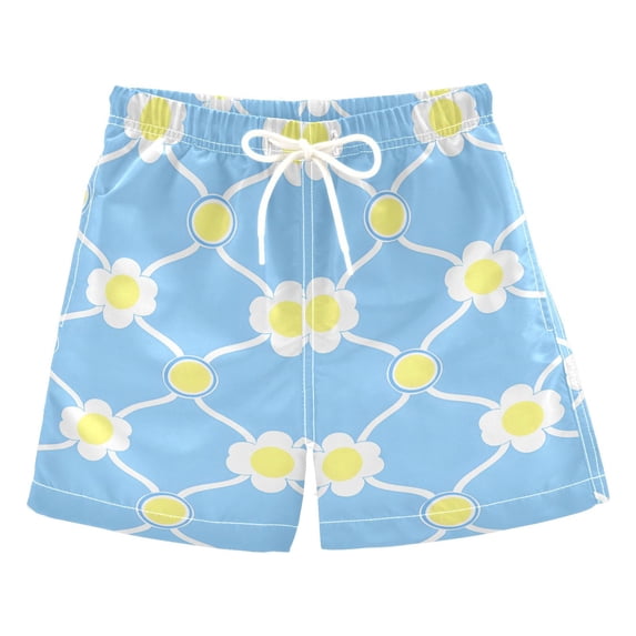 Color Cute Flower Pattern Swim Trunks Quick Dry Beach Pool Board Shorts ...