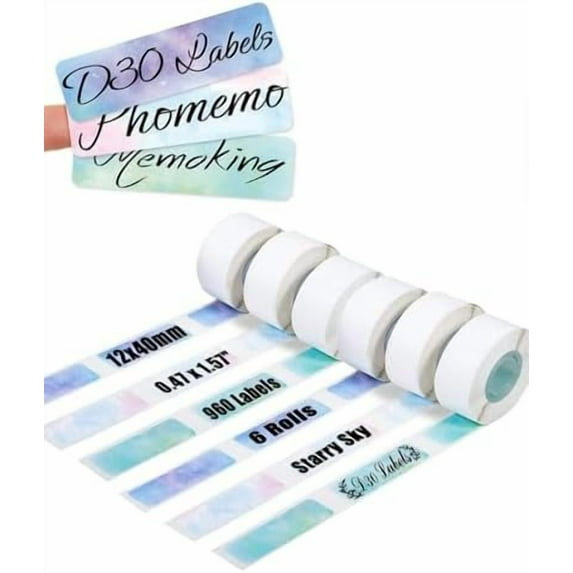 Color D30 Maker Tape - Coloful D30 Labels Paper 12x40mm - Starry Sky/0 ...
