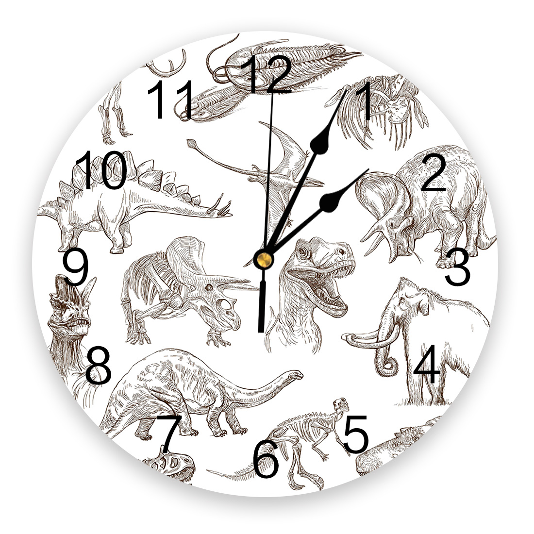 Color Dinosaur Cartoon Kawaii Wall Clock Art Clocks Personality Living ...