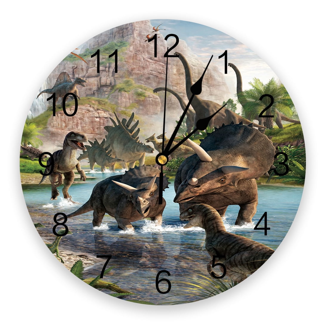 Color Dinosaur Cartoon Kawaii Wall Clock Art Clocks Personality Living ...