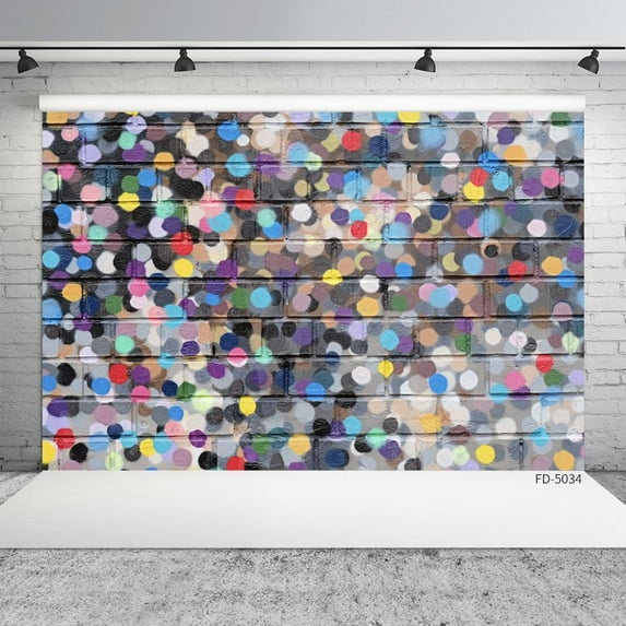 Color Dots Brick Wall Vinyl Backdrops Baby Shower Portrait Food Pet ...