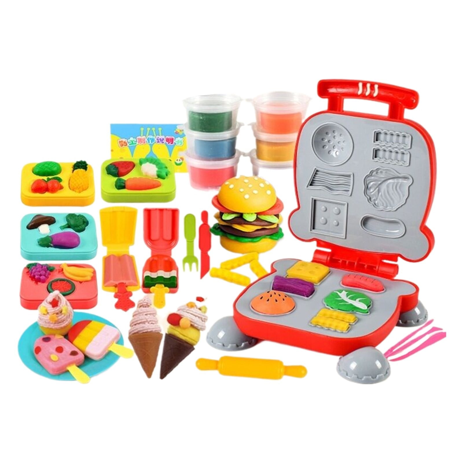 Color Dough Kitchen Creations Set, Ice Cream Noodle Hamburger Maker ...